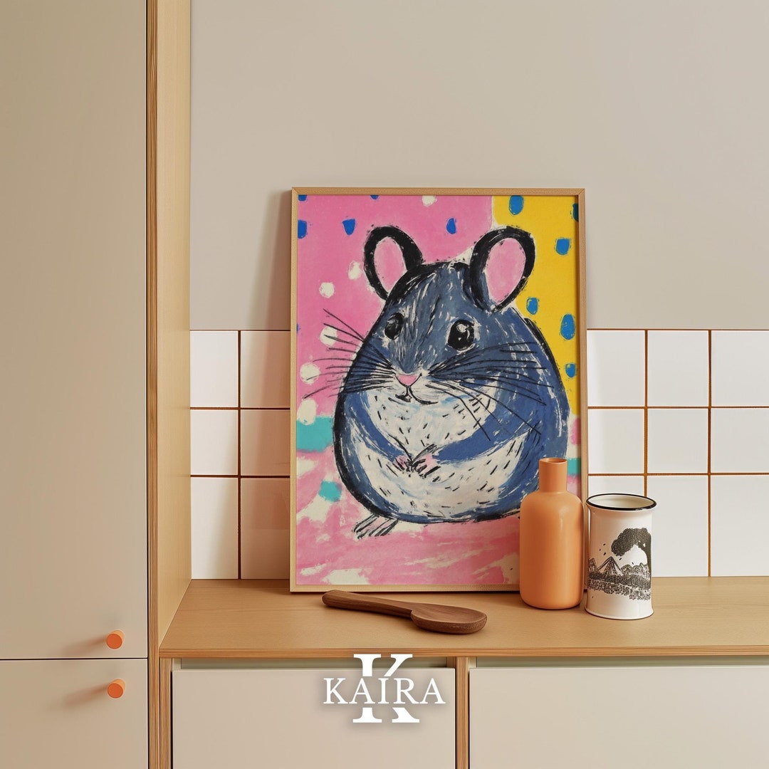Cute Mouse Poster, Whimsical Animal Wall Art, Playful Mouse ...
