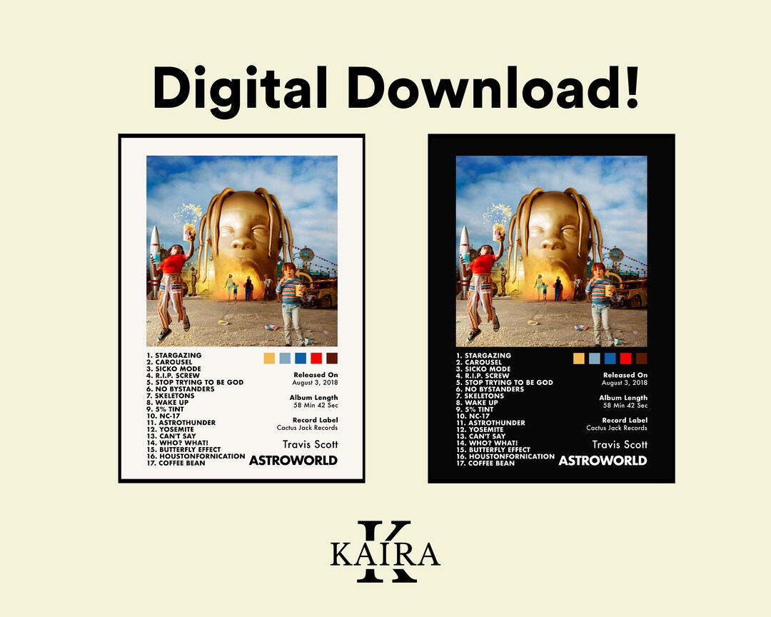 Astroworld Travis Scott Album Poster Digital Download Personalization Artist Poster Custom Album ...