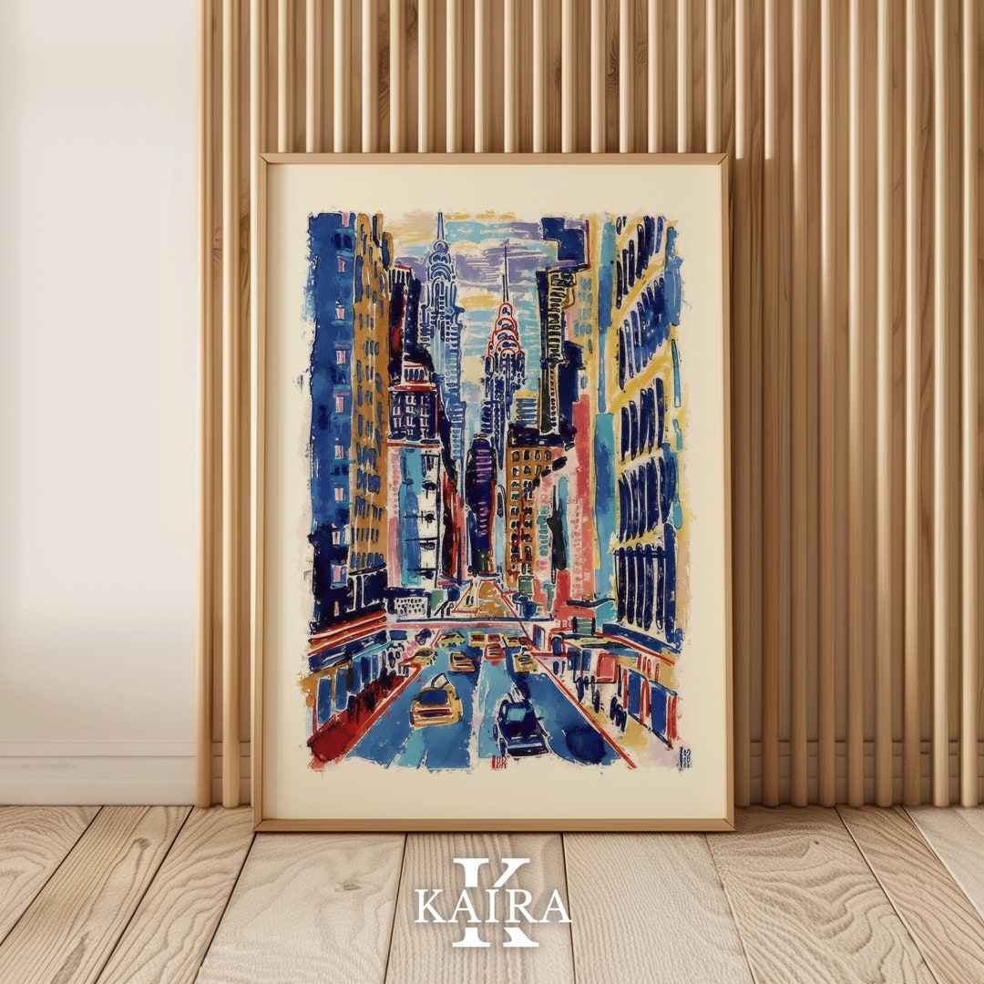 NYC Skyline Art Print: Colorful Cityscape Poster (digital Download) - Etsy