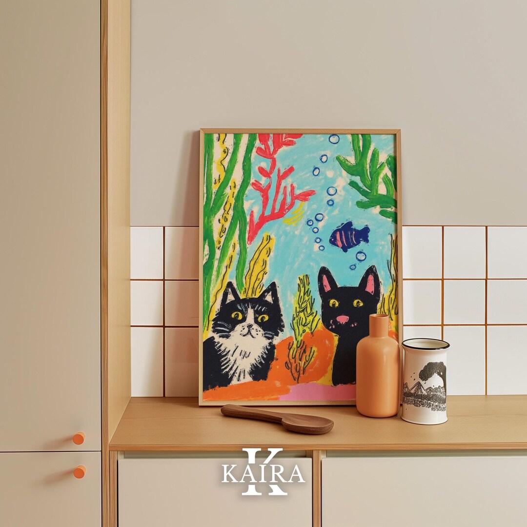 Underwater Cats Poster: Whimsical Kids Room Art (digital Download) - Etsy