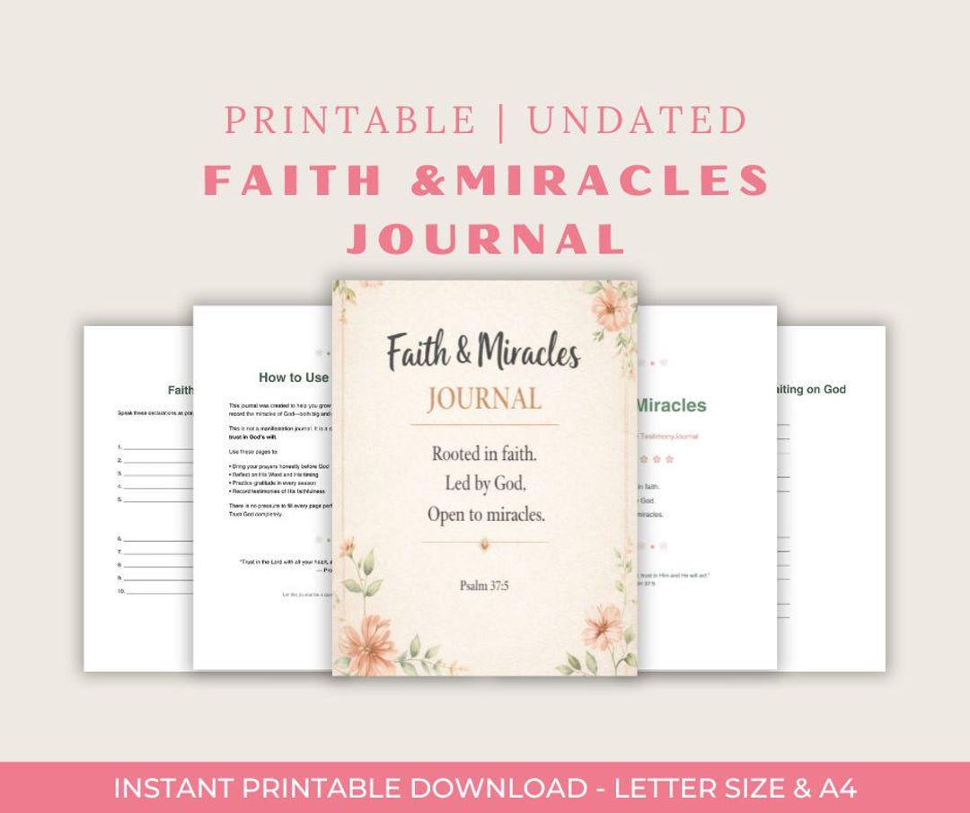 Faith & Miracles Journal Printable | Christian Prayer Reflection ...