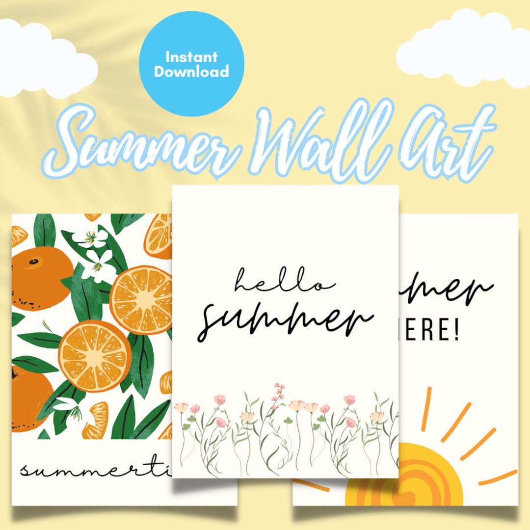 Summer Printable Wall Art Bundle, Gallery Set of 5 Art Printables ...
