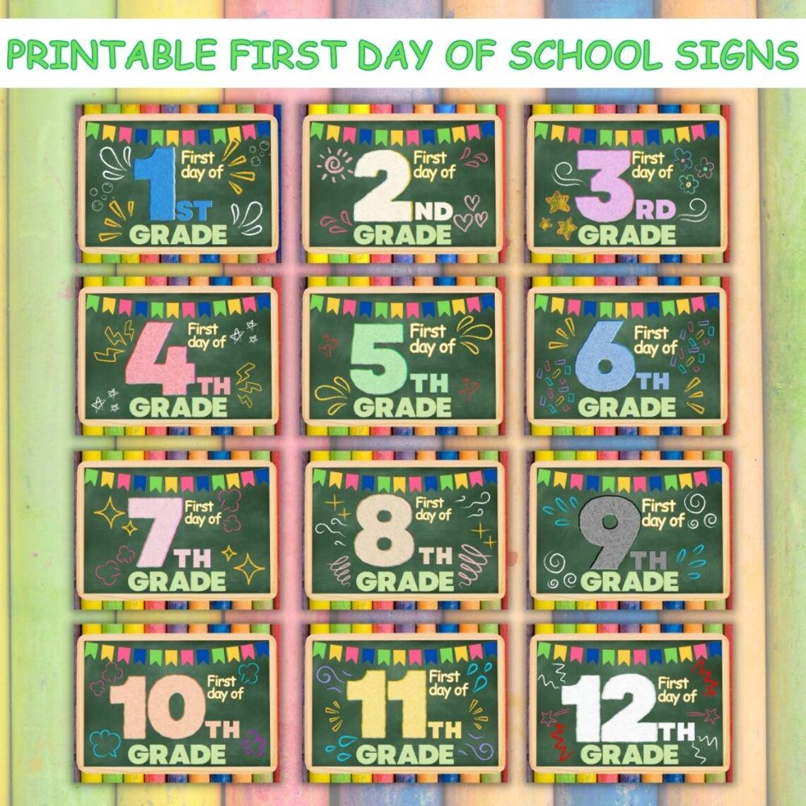 First Day of School Sign Printable, First Day of Pre-k-12 Grade Sign ...