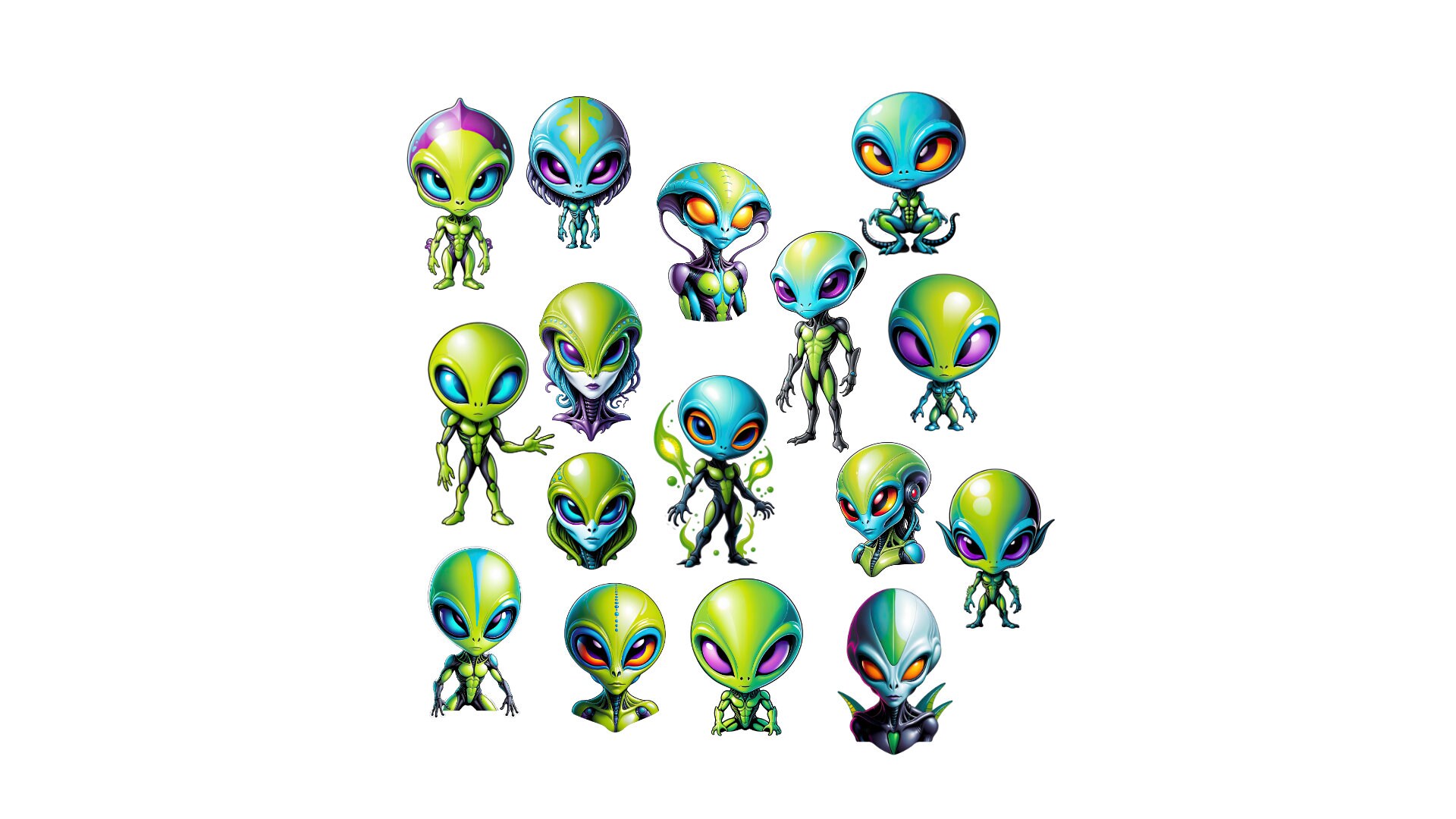 Alien Bundle 45 Images, Transparent High Quality PNG - Etsy
