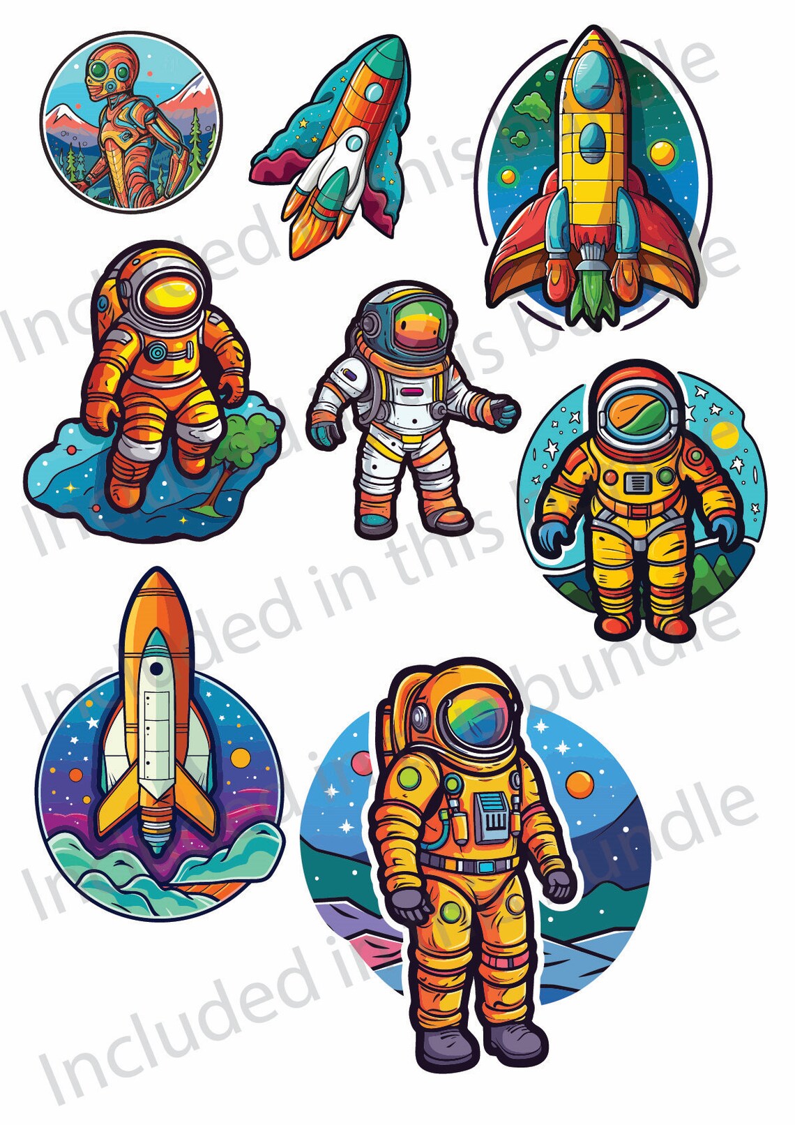 Space Vector Svg 23 File Bundle Set, Planets, Spaceship, Astronaut ...