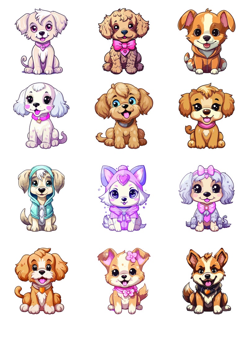 40 Cute Kawaii Dogs in PNG, EPS, and SVG - Etsy