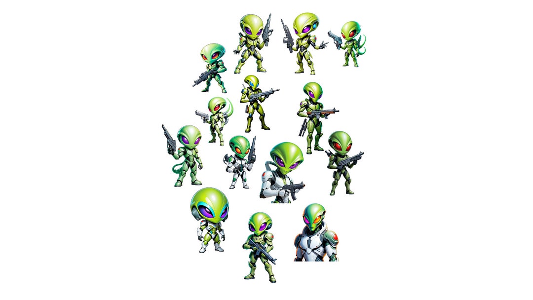 Alien Bundle 45 Images, Transparent High Quality PNG - Etsy