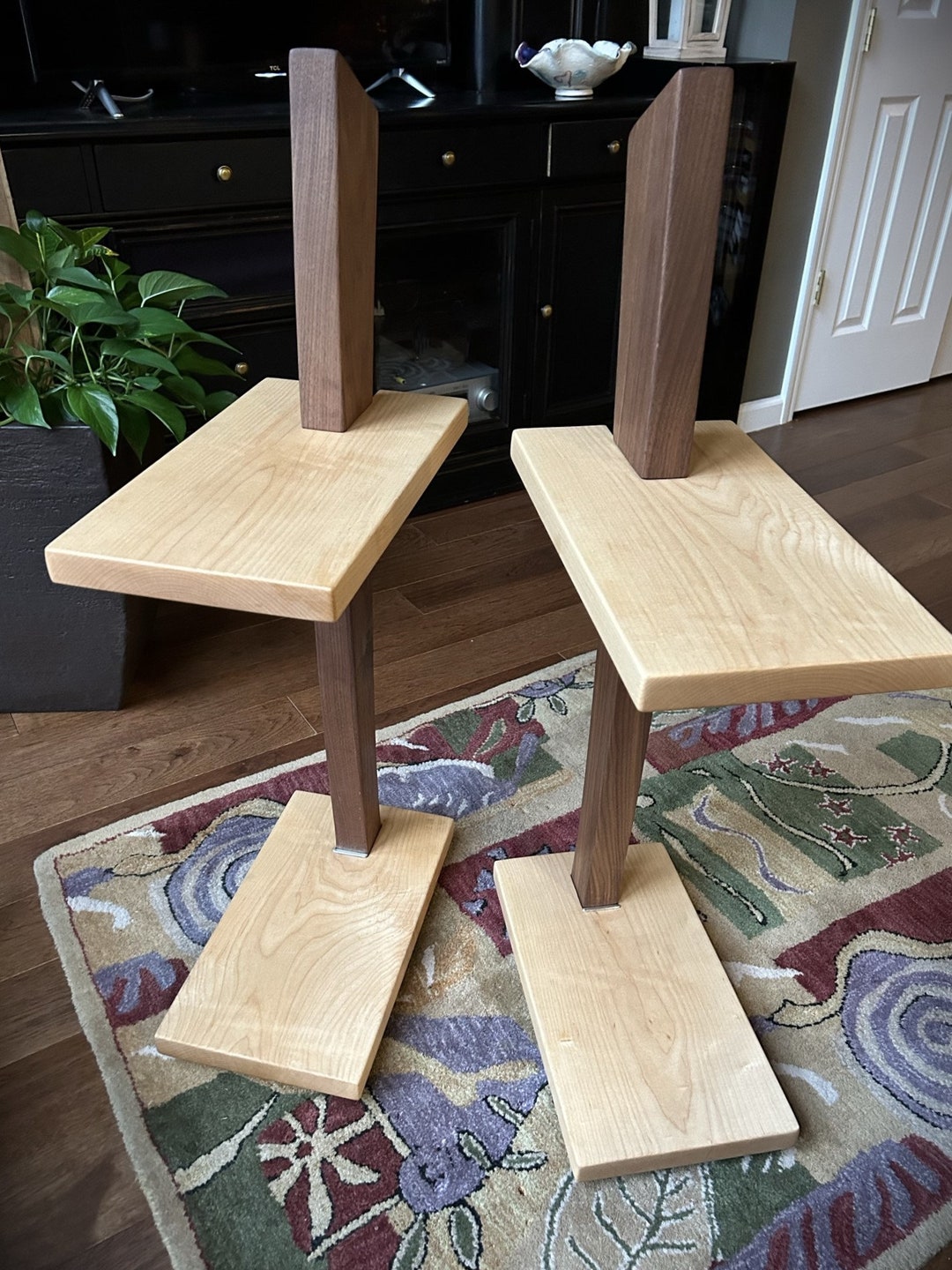 Speaker Stands (pair), Contemporary Design Made of Select Walnut and ...