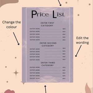 Digital Price List, Printable Price List, PDF Price List, Office ...