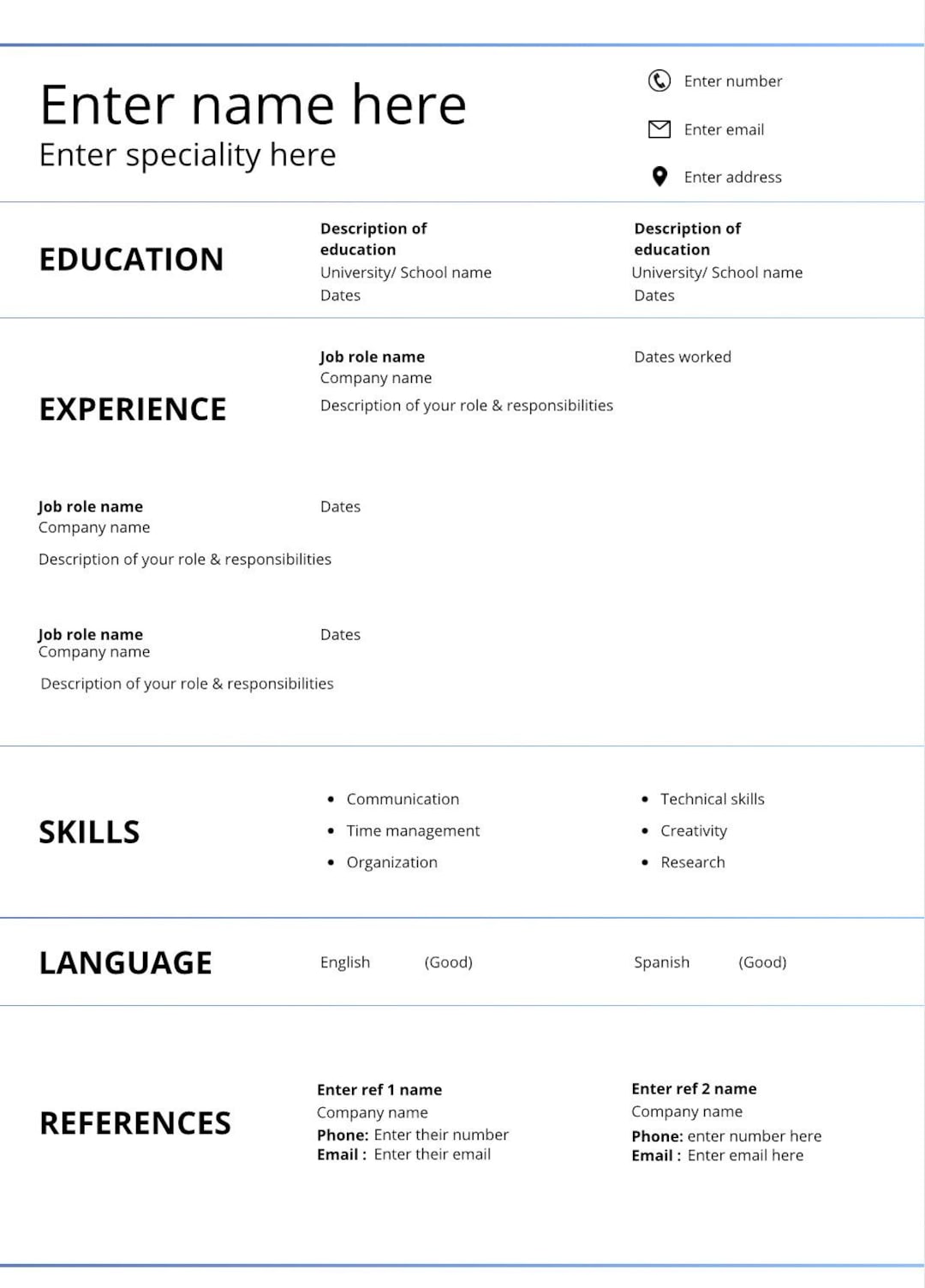 Digital CV Template, Printable CV, Job Application, Resume, Office ...