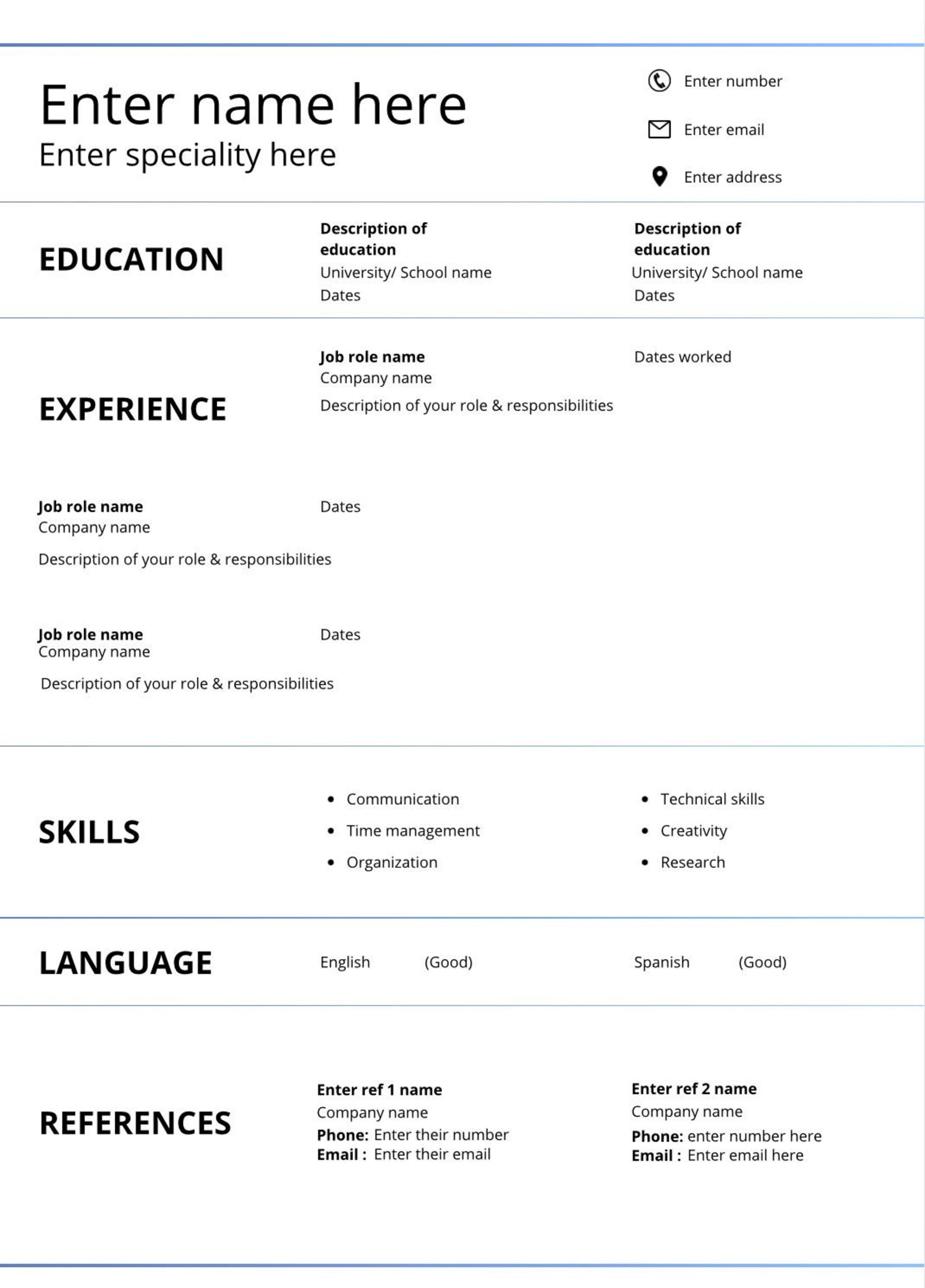 Digital CV Template, Printable CV, Job Application, Resume, Office ...
