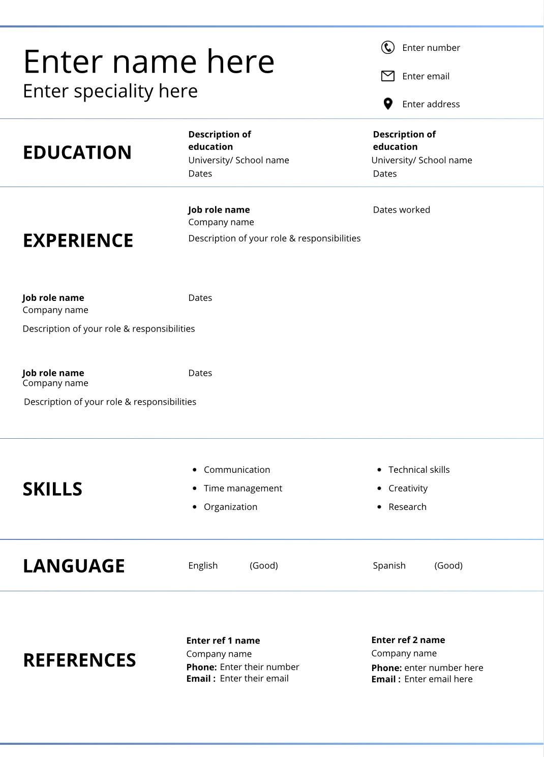 Digital CV Template, Printable CV, Job Application, Resume, Office Digital Pdf, PDF Cv ...