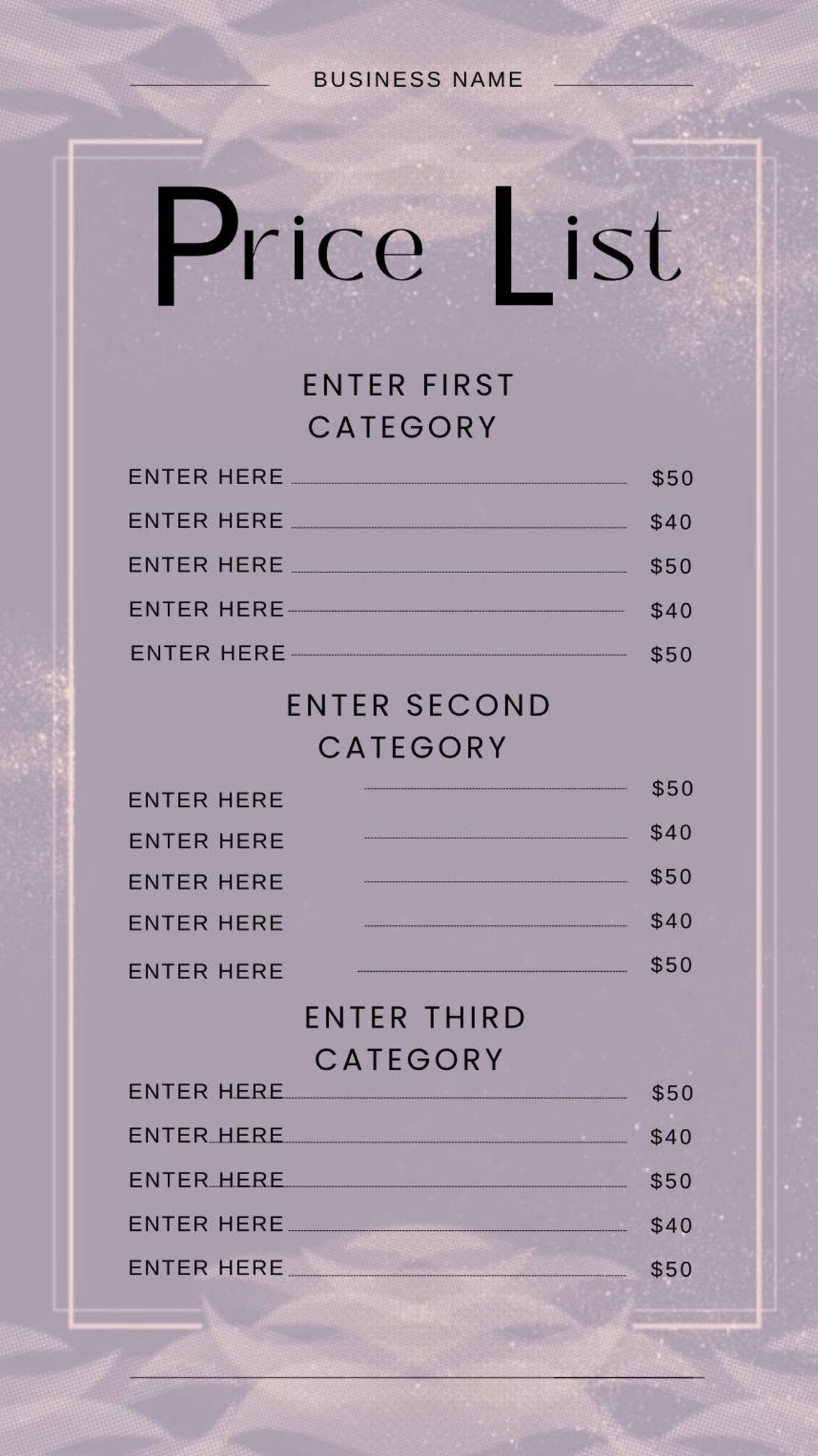 Digital Price List, Printable Price List, PDF Price List, Office ...