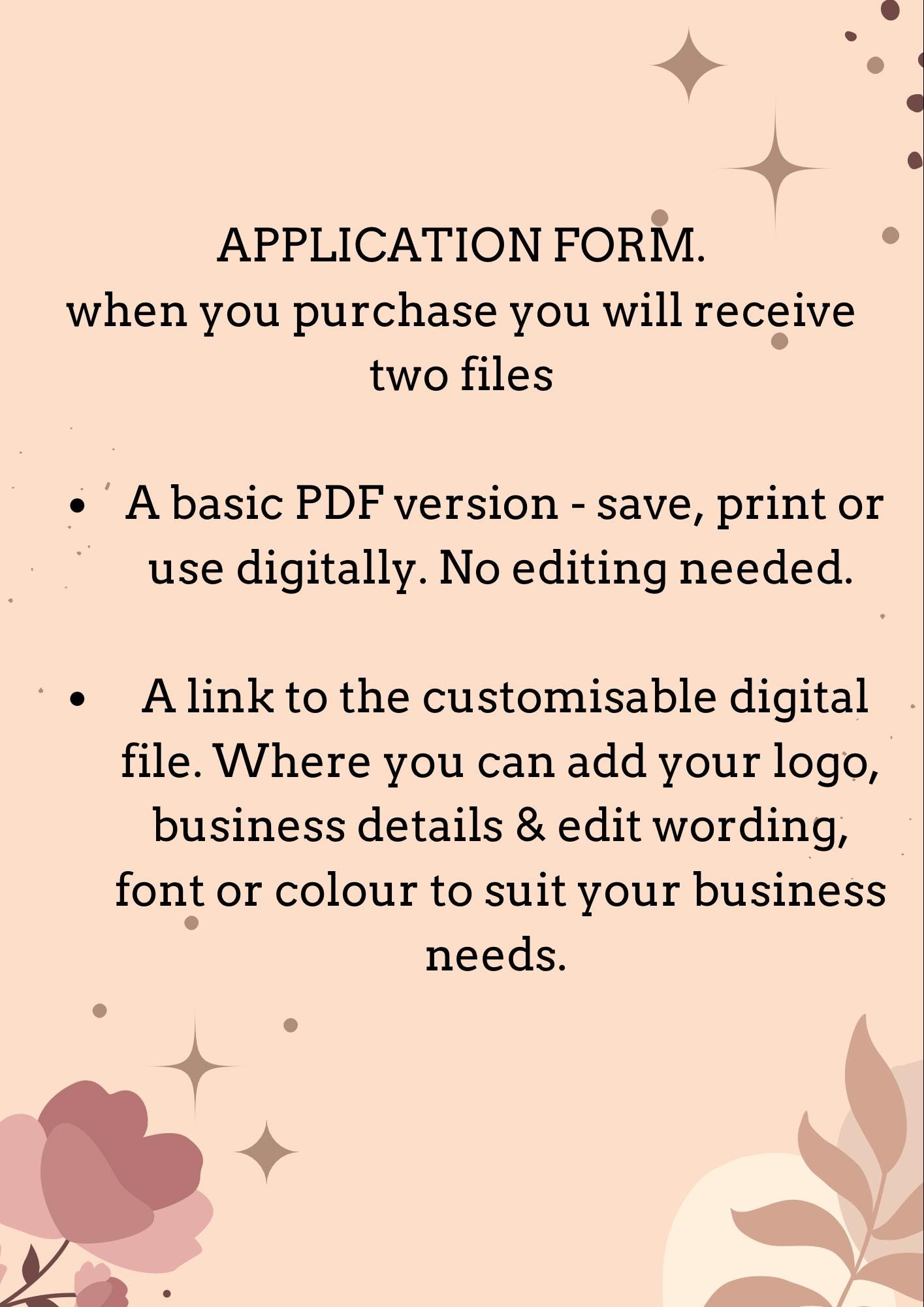 Digital Application Form, Printable Form, Job Application Form, Resume ...