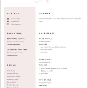 Digital CV Template, Printable CV, Job Application, Resume, Office ...