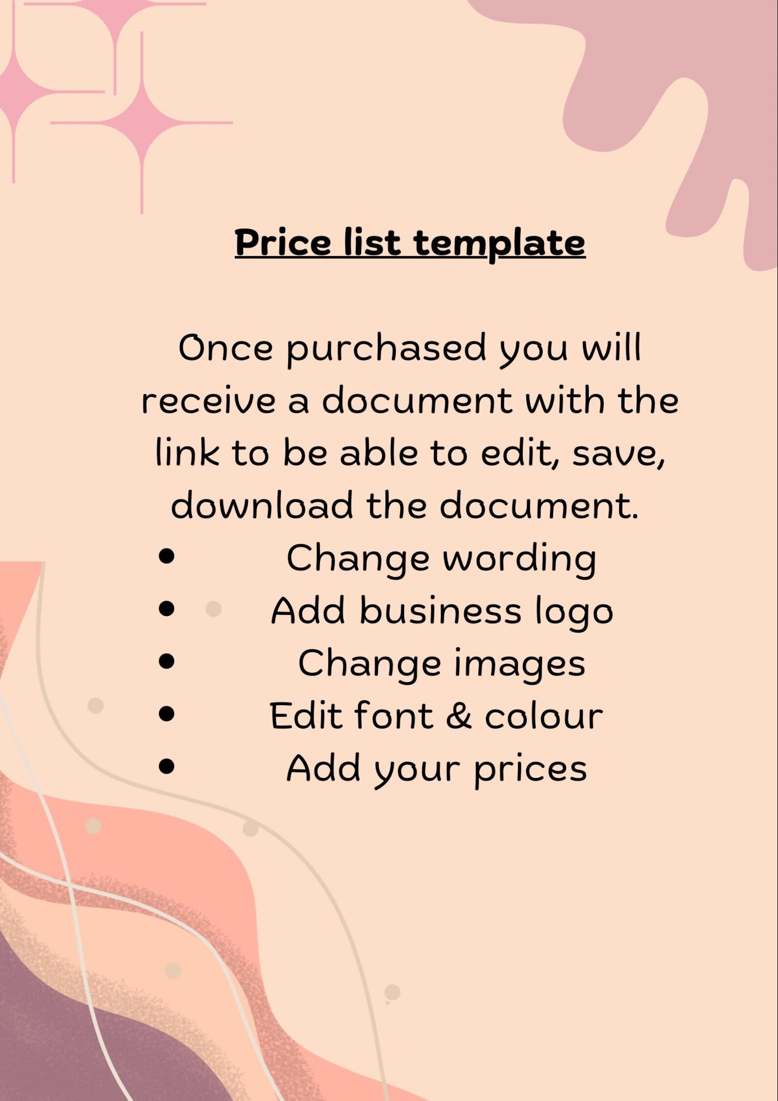 Digital Price List, Printable Price List, PDF Price List, Office ...
