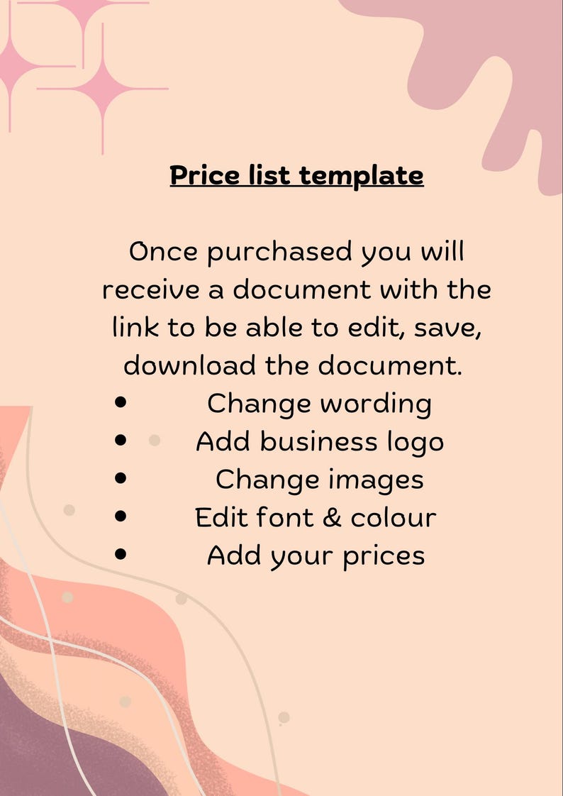 Digital Price List, Printable Price List, PDF Price List, Office ...