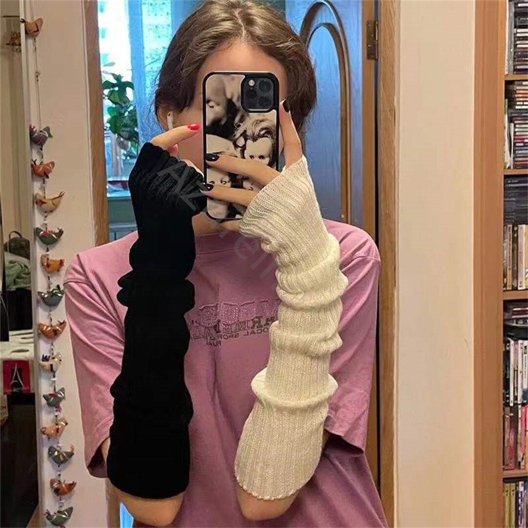 Handwarmer Y2k Knitted Gloves Streetwear Arm Warmers Harajuku - Etsy