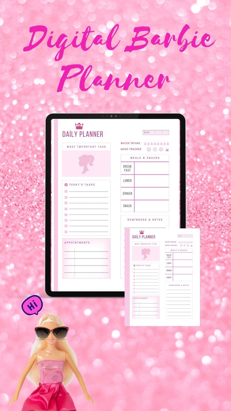 Barbie Digital Planner,barbie Digital Daily Planner,barbie, Pink ...