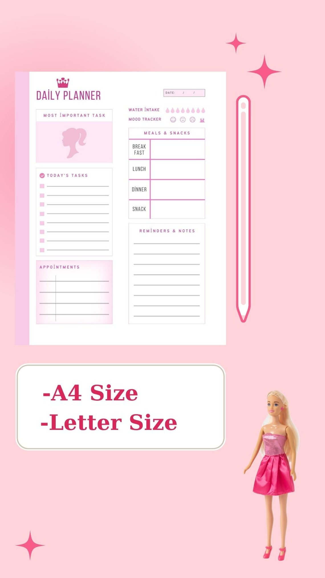 Barbie Digital Planner,barbie Digital Daily Planner,barbie, Pink ...