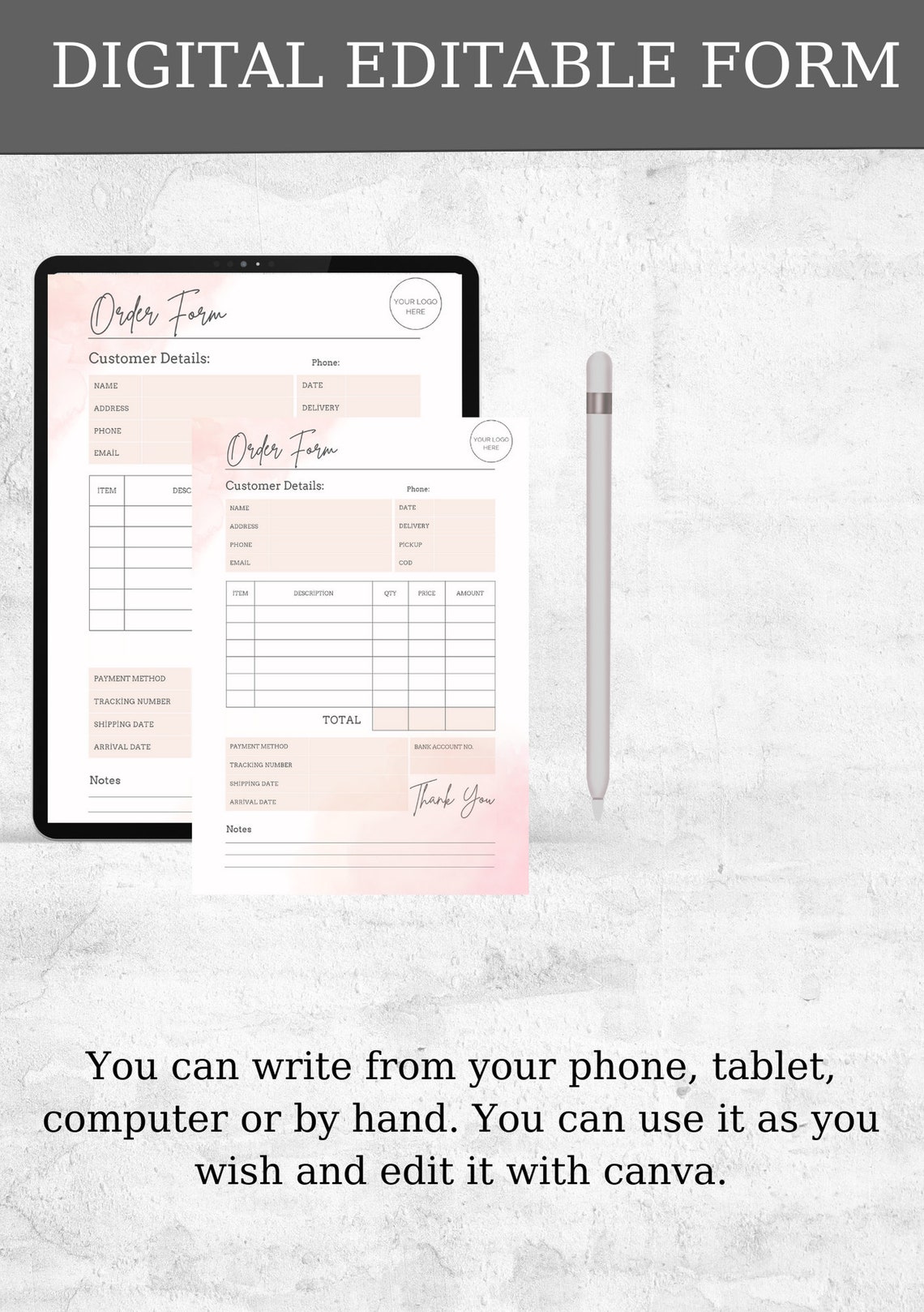 Order Form Template,custom Order Form Template, Order Form Printable ...