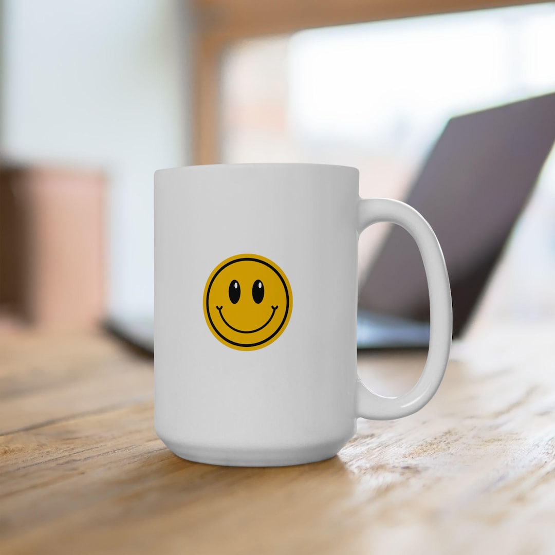 Smiley Face Ceramic Coffee Mug, Emoji Mug, Ceramic Mug, Smiley Face Mug ...