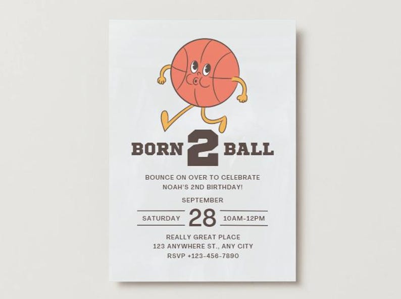 Basketball Birthday Invitation, Cute Cartoon (digital Download) - Etsy