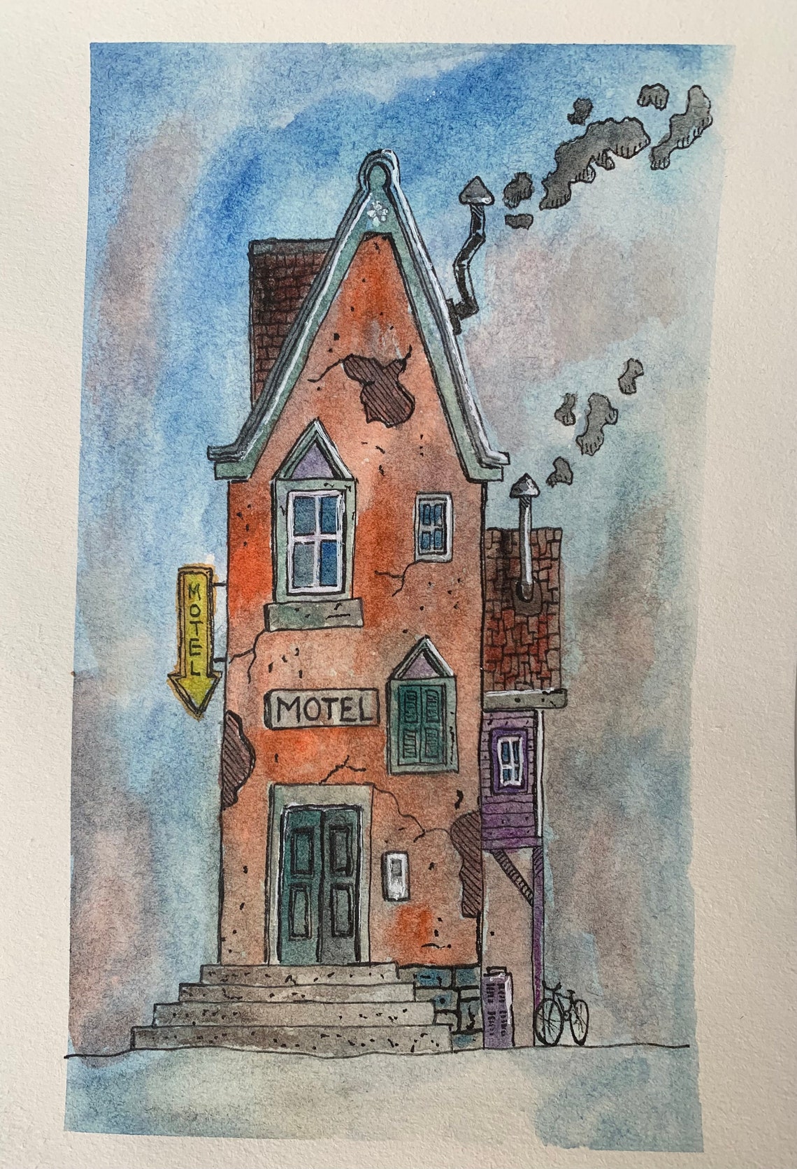 Motel Watercolor Macharg - Etsy