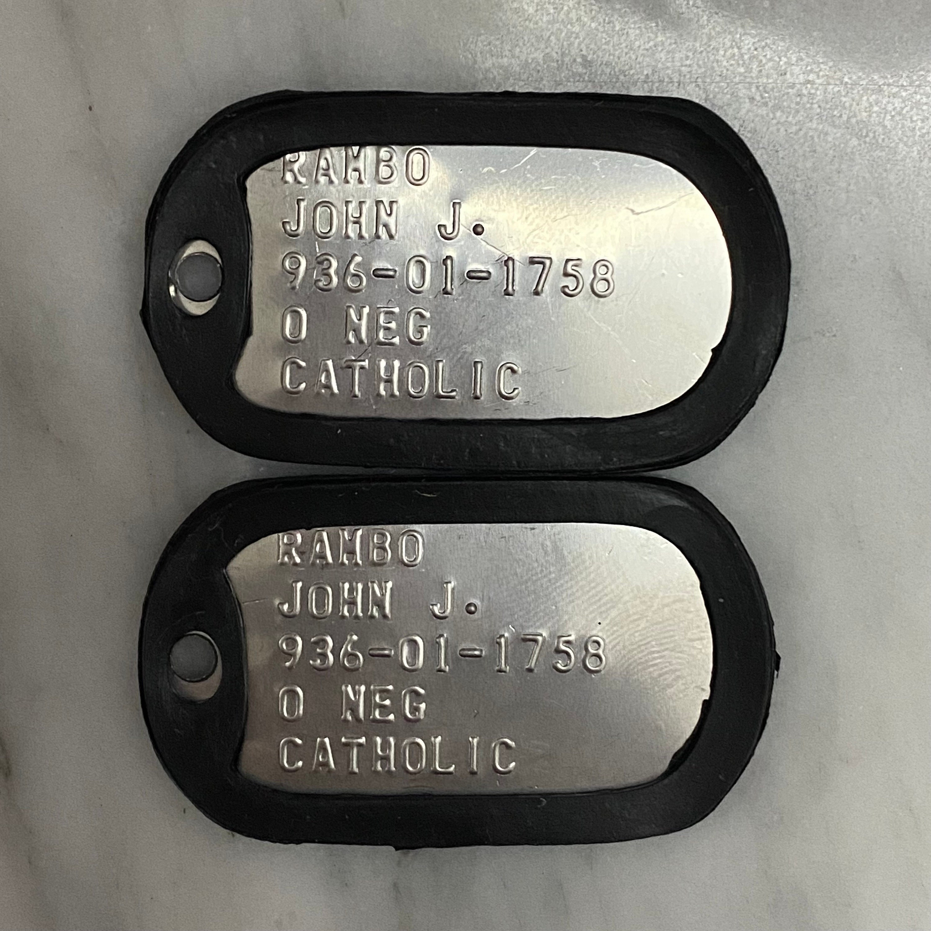 John J RAMBO American Military Dog Tags US Army Dog Tag ID Set - Etsy