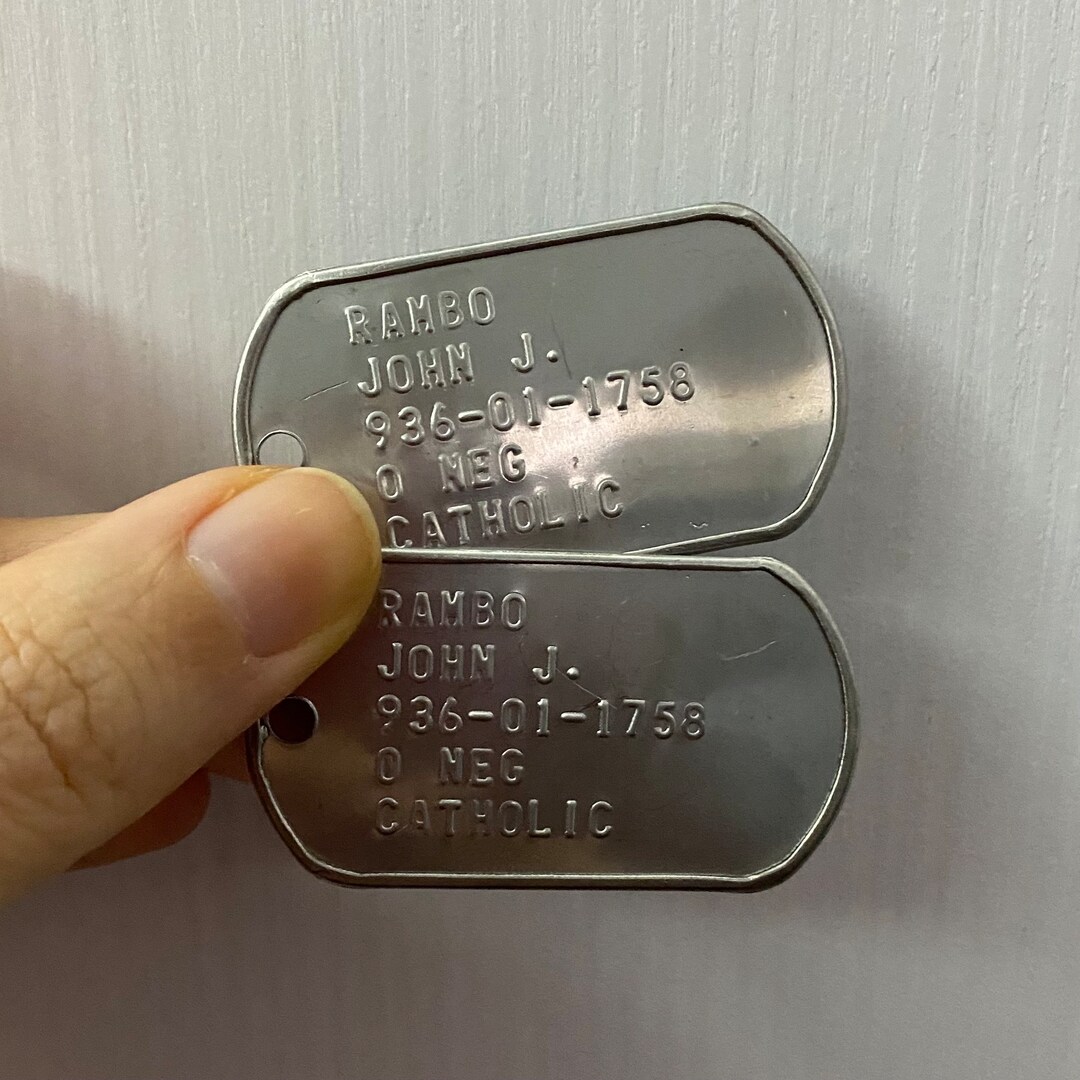John J RAMBO American Military Dog Tags US Army Dog Tag ID Set - Etsy