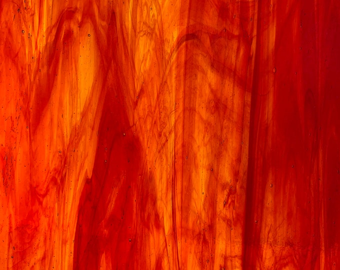 Red Orange Fire Stained Glass Sheet Translucent and Slight Texture for ...
