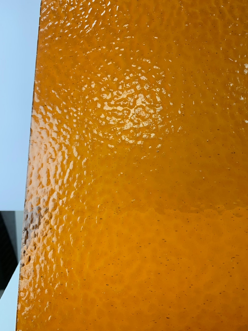 Medium Amber Stained Glass Sheet Transparent Hammered for Mosaic Sun ...
