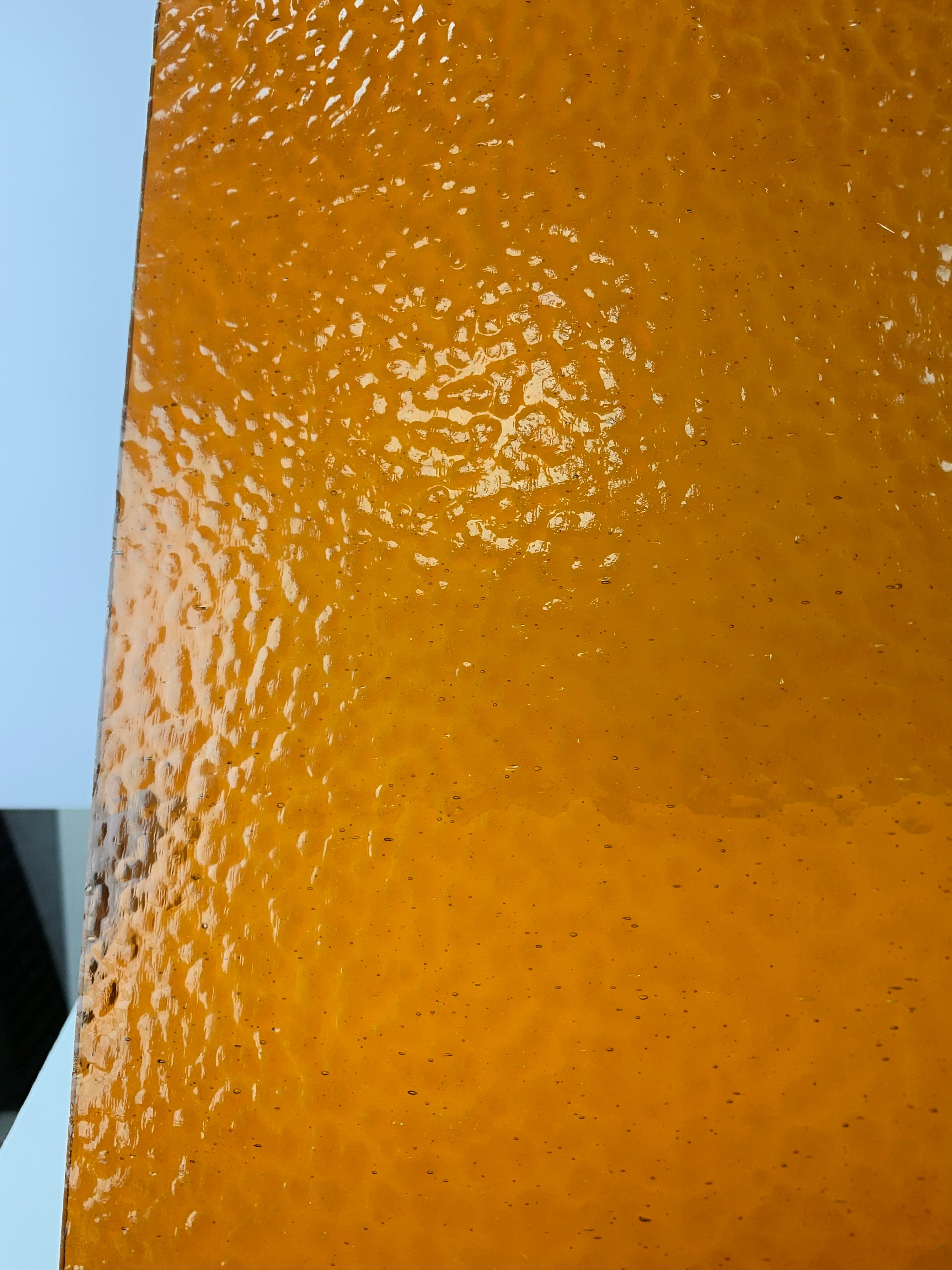 Medium Amber Stained Glass Sheet Transparent Hammered for Mosaic Sun ...