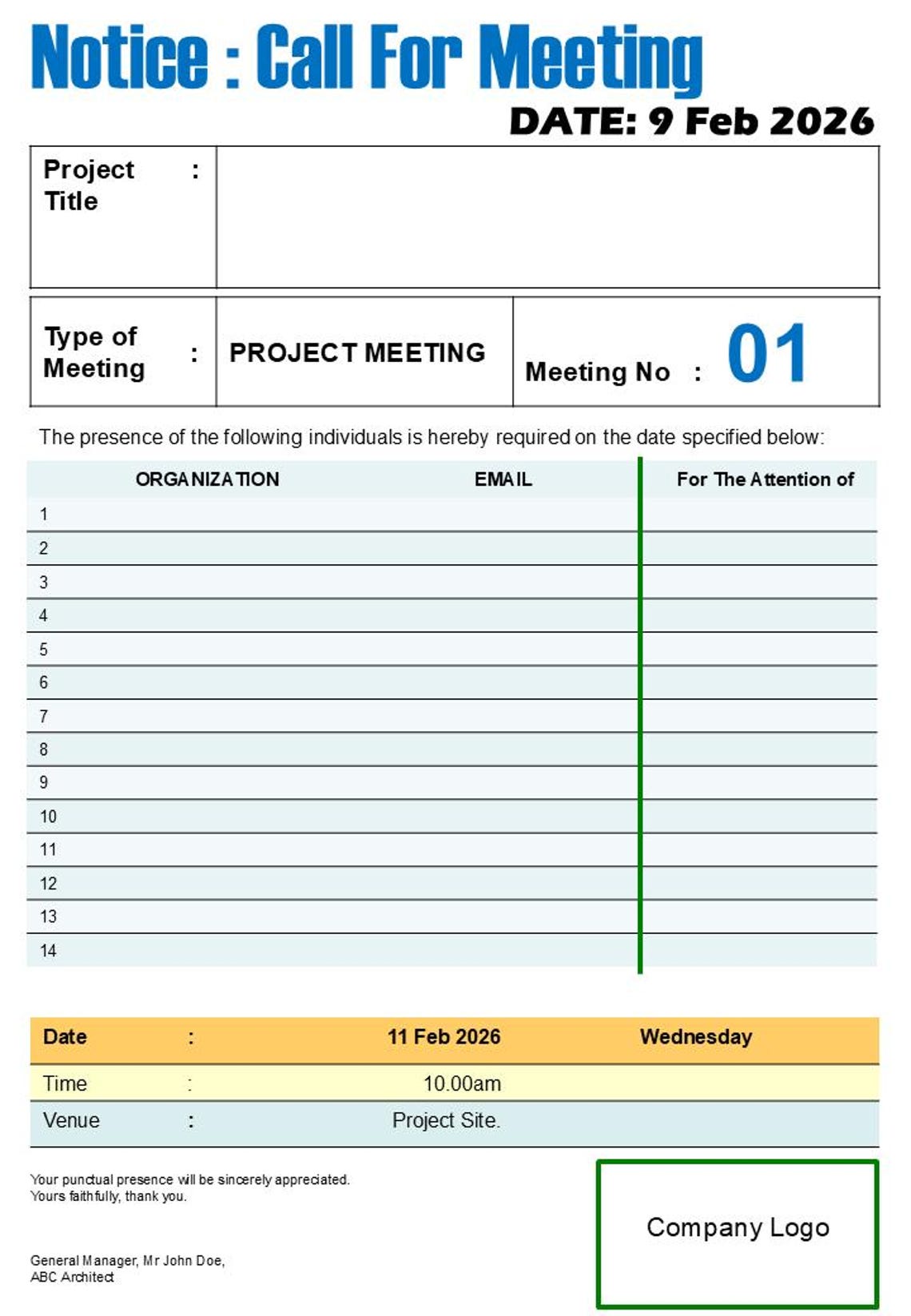 Editable Meeting Notice Template, Meeting Invitation A4 Printable ...
