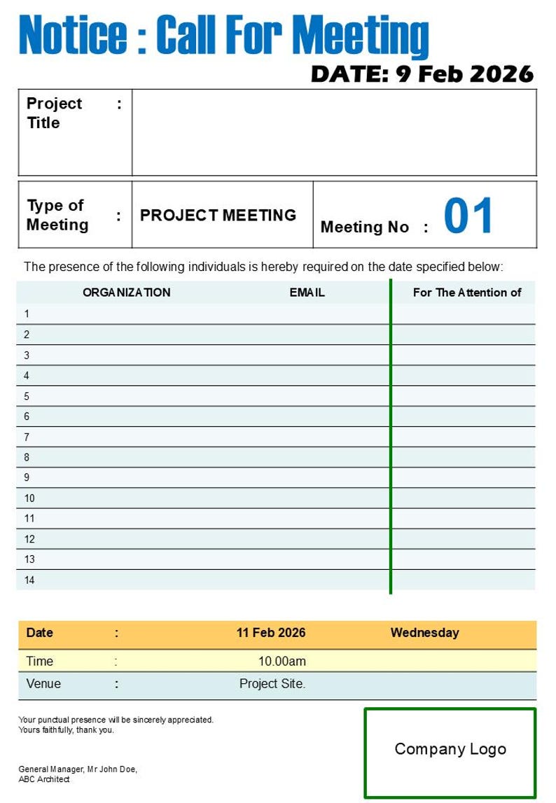 Editable Meeting Notice Template, Meeting Invitation A4 Printable ...