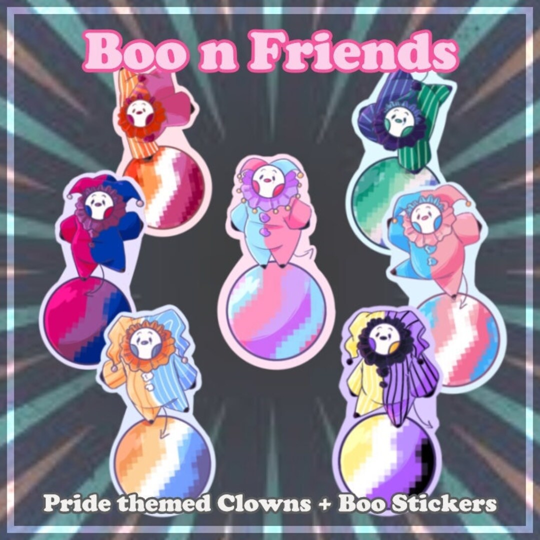 Boo N Friends Pride Themed Clown Stickers 3in - Etsy