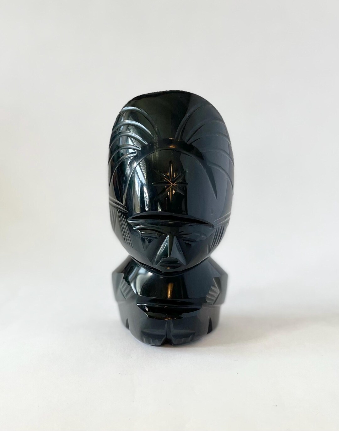 Carved Obsidian Aztec Figurine, Mayan Black Stone Sculpture Statue, 5 ...