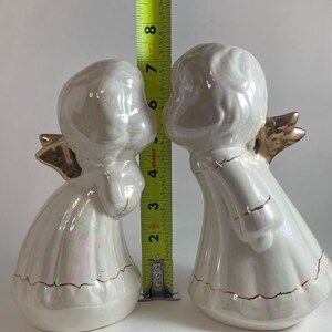 Vintage Porcelain Ceramic Kissing Angels Iridescent Cream White Ivory ...