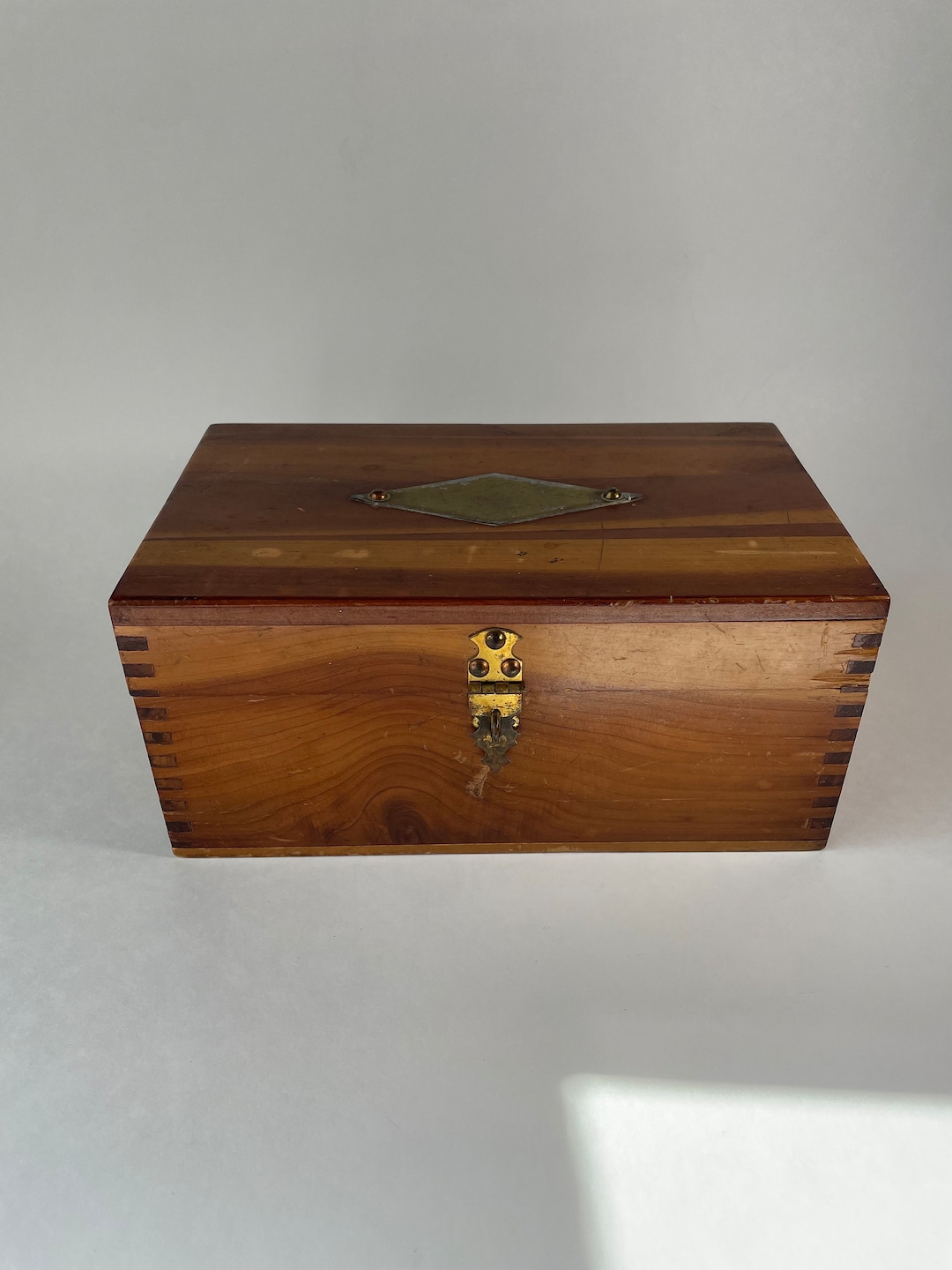 Vintage Wooden Trinket Box With Hinges and Handles, Vtg Treasure Chest ...
