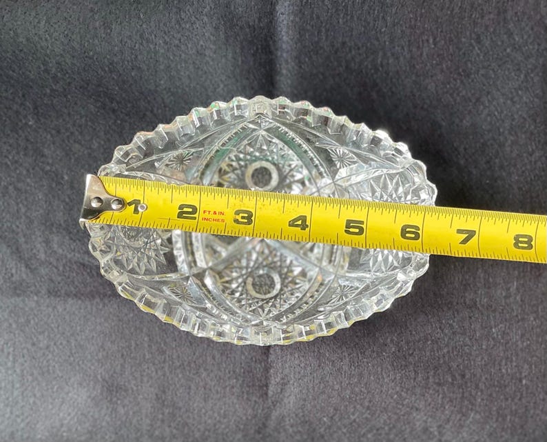 Vintage American Brilliant Cut Crystal Glass Nappy Dish With Sawtooth ...