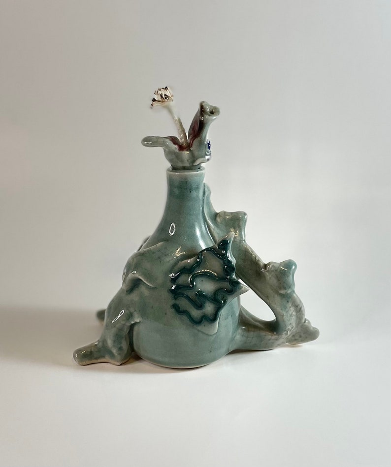 Vintage Dragon Figurine Statue, Studio Art Pottery Dragons Fire Flame ...