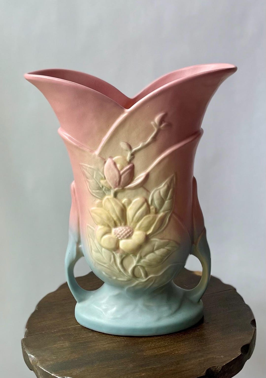 Vintage Large Matte Pastel Pink Hull Art Pottery Magnolia Vase, 11 ...