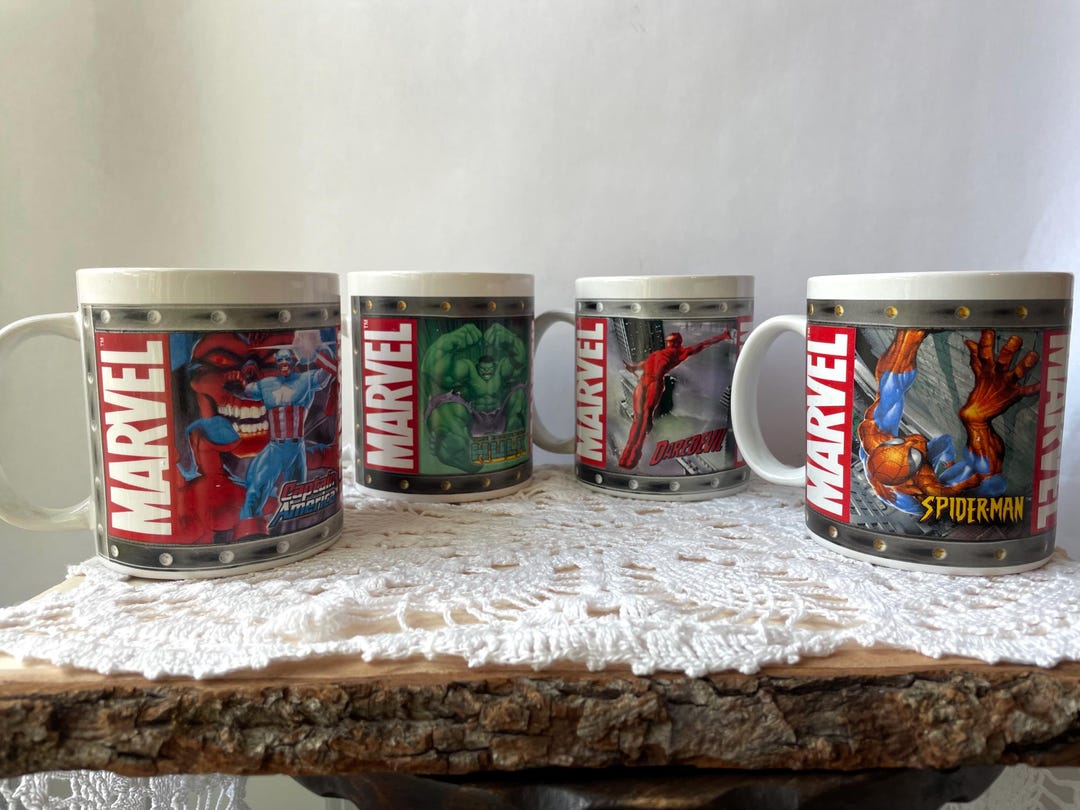 2003 Marvel Superhero Mugs, Set of 4 Marvel Comic Book Collection of ...