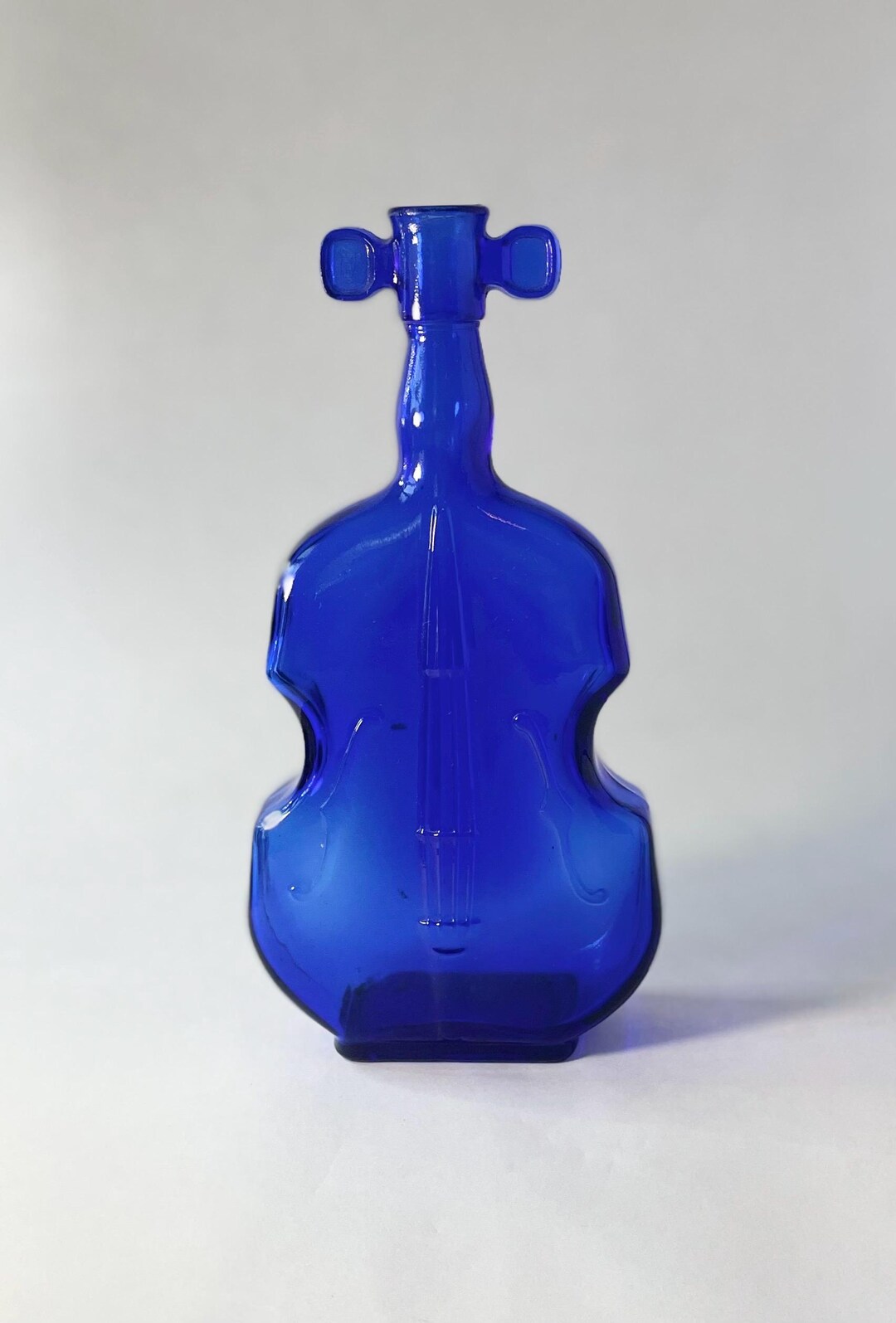 Vintage 8” Cobalt Blue Glass Cello Bottle, Guitar, Violin, Shaped Vase ...