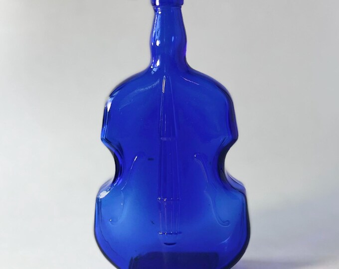 Vintage 8” Cobalt Blue Glass Cello Bottle, Guitar, Violin, Shaped Vase ...