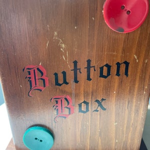 Vintage Wooden Button Box, Antique Sewing Kit With Buttons, Needles and ...