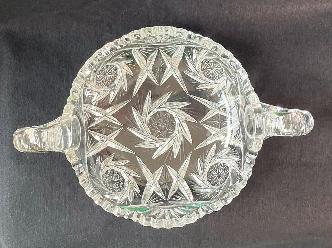 Vintage American Brilliant Cut Crystal Double Handled Nappy Dish With ...