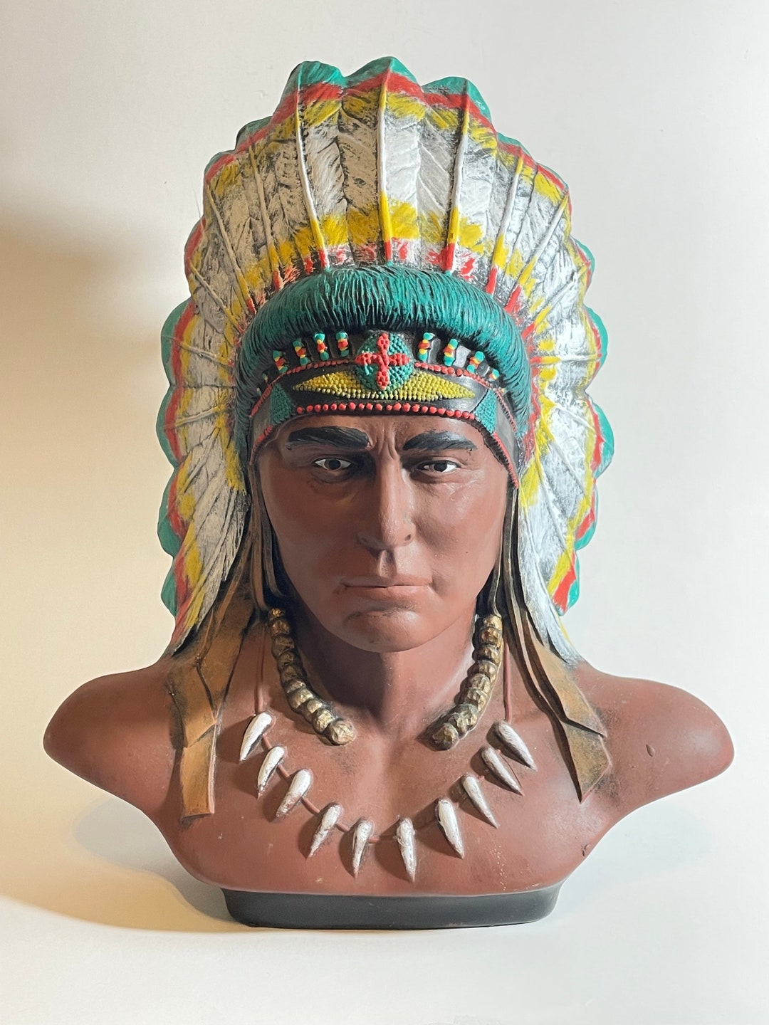Vintage Large Native American Indian Chief Ceramic Bust 12” Tall - Etsy