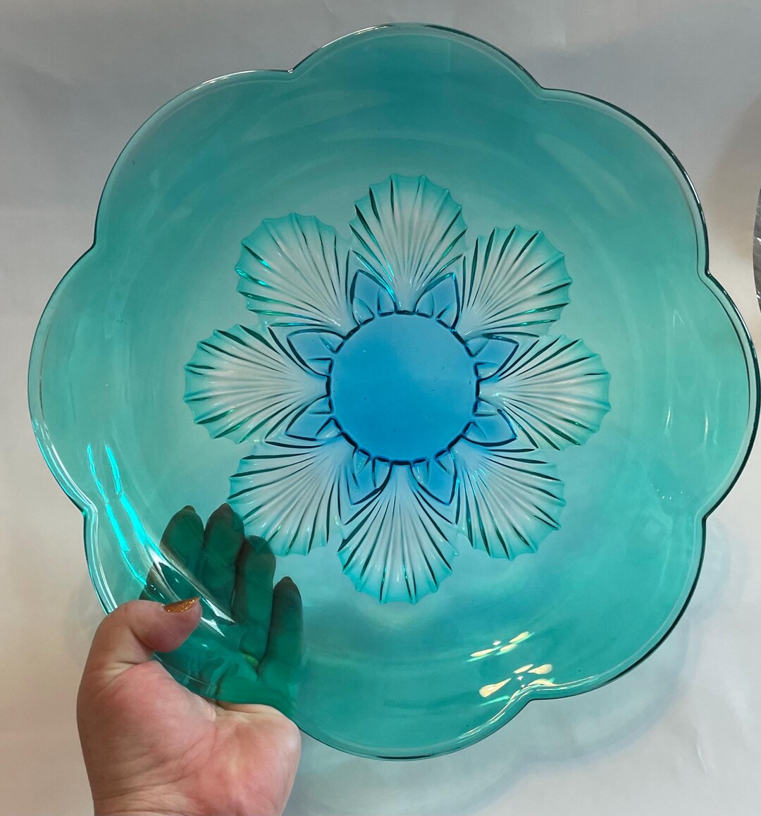 Vintage Studio Nova Turquoise Glass Decorative Plate With Box ...