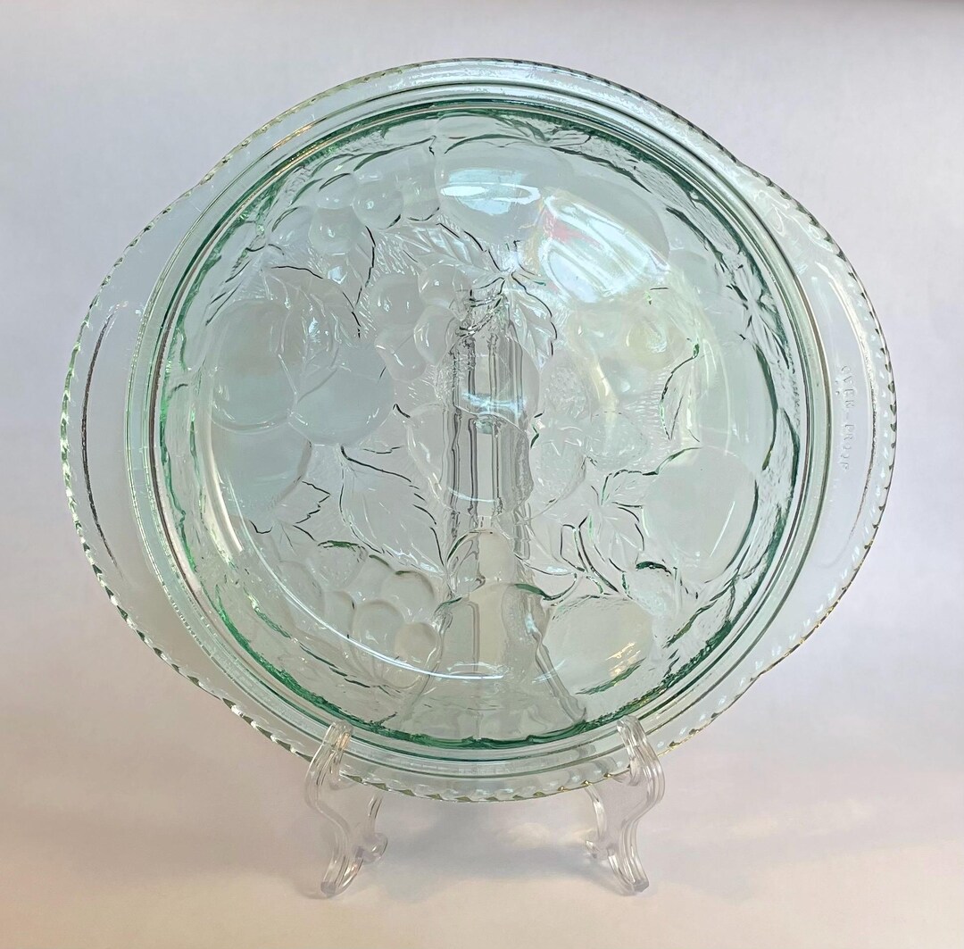 Vintage Libbey Orchard Fruit Green Glass Pie Dish Plate - Etsy